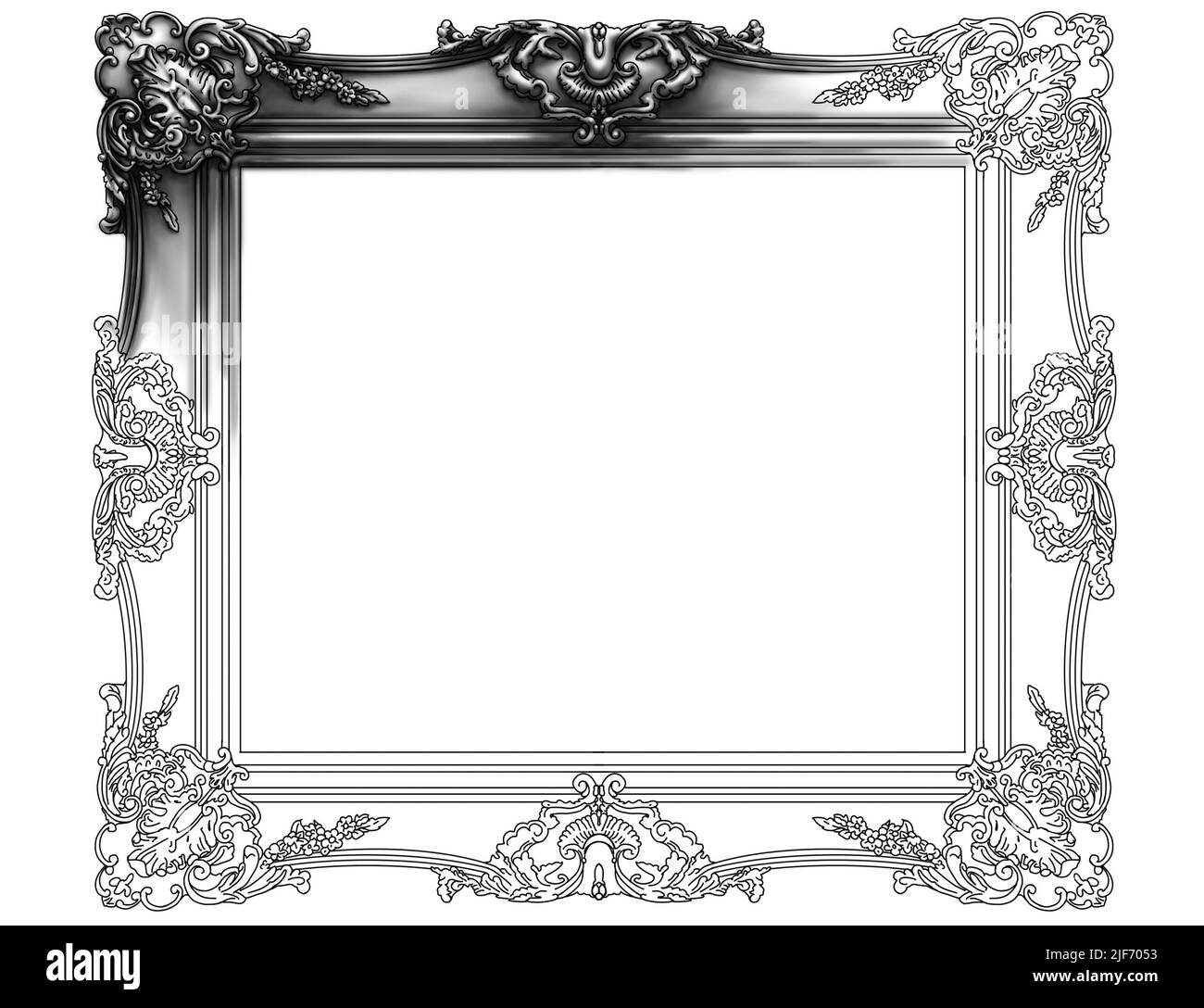 Decorative frame for paintings or photos. Handcrafted illustration with ...