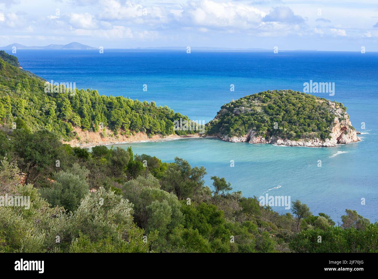 Beautiful clean, turquoise sea water, stones, trees. Stafylos ...