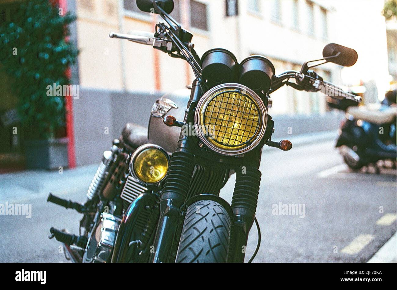 Classic motorbike cafe racer custom style. Triumph Stock Photo - Alamy