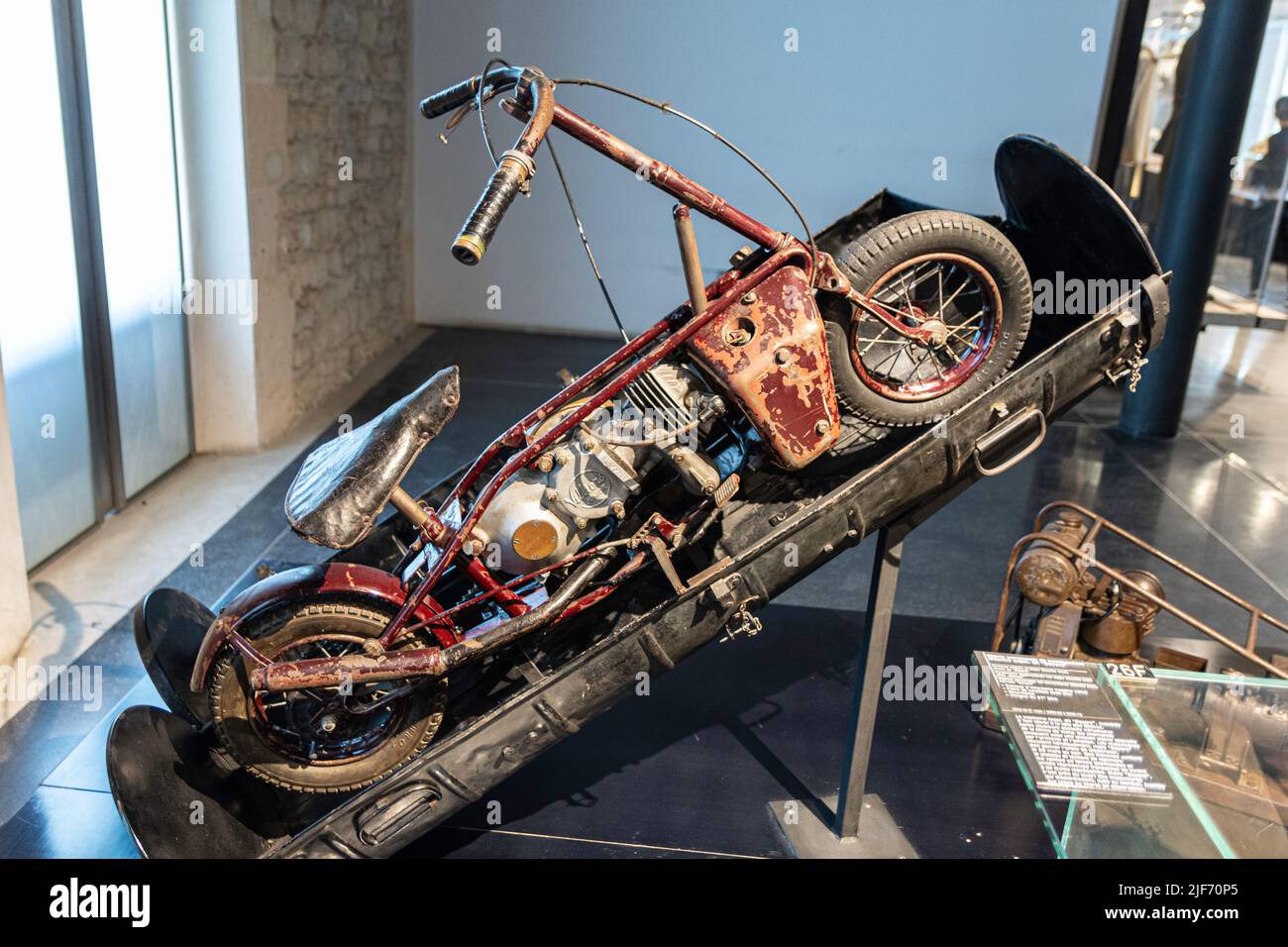 Very old little motorbike of the world war. Villiers Junior Stock Photo ...