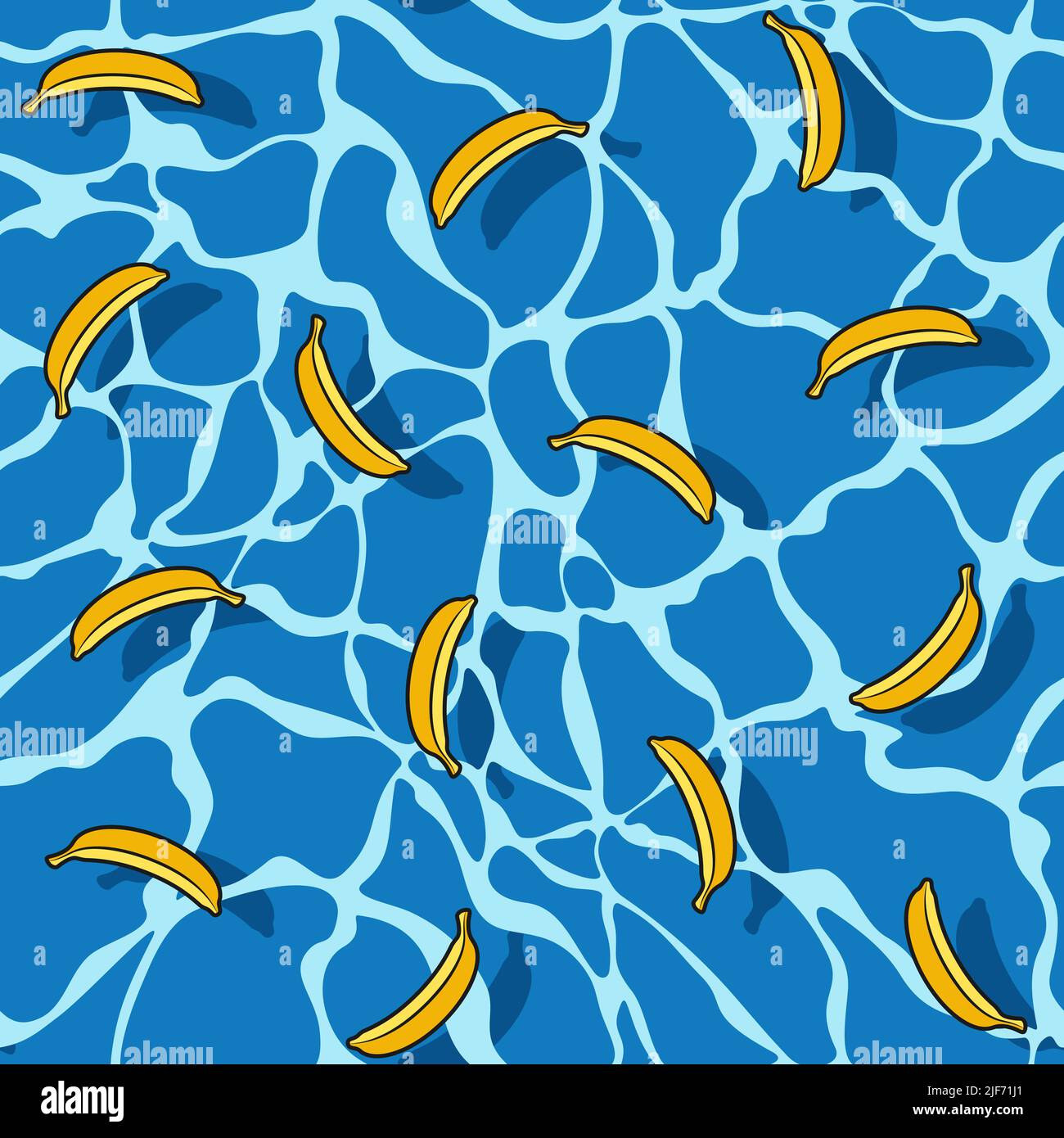 Seamless pattern with bananas in water. Vector colored summer ...