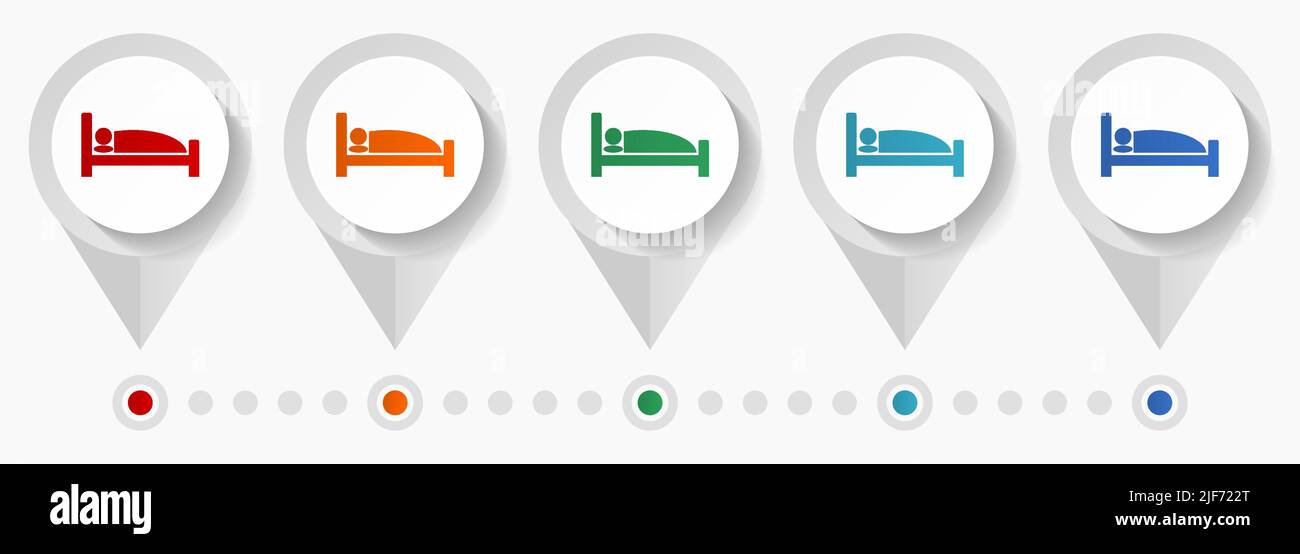 Bed, hotel concept vector icons, editable infographic template, set of ...