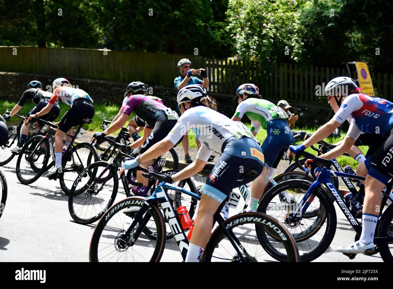 Women's Tour Race Stage six coming in to the village of Hook Norton ...