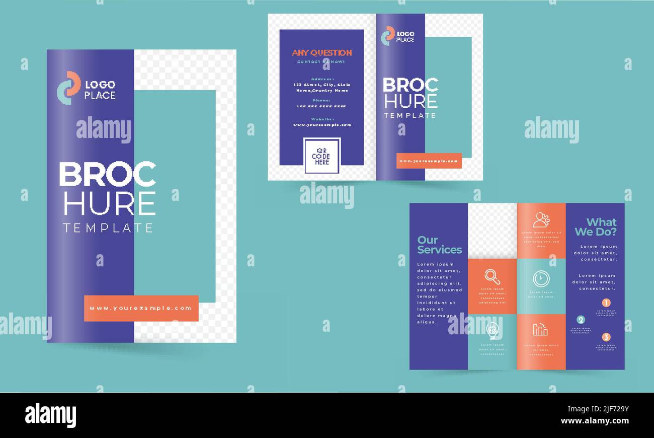 Double-Side Of Bi-Fold Brochure Template Design For Publishing Stock ...