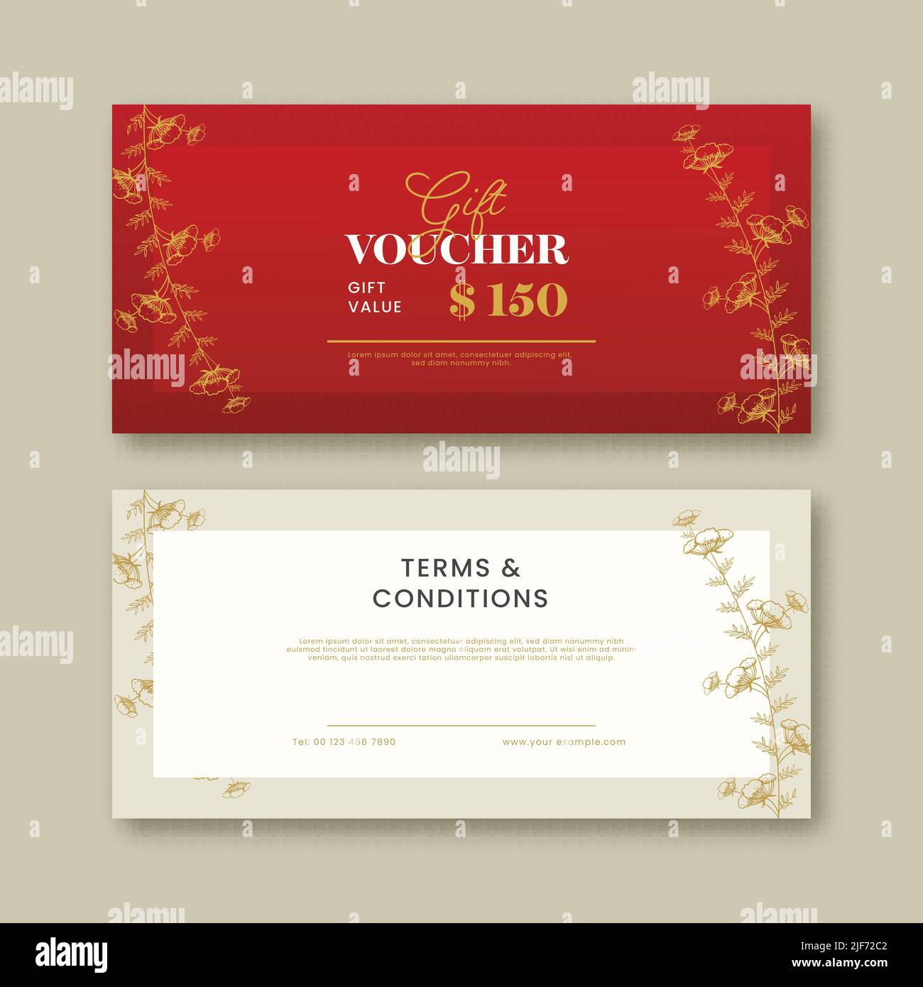 Gift Voucher Banner Design With Double-Side In Red And White Color ...