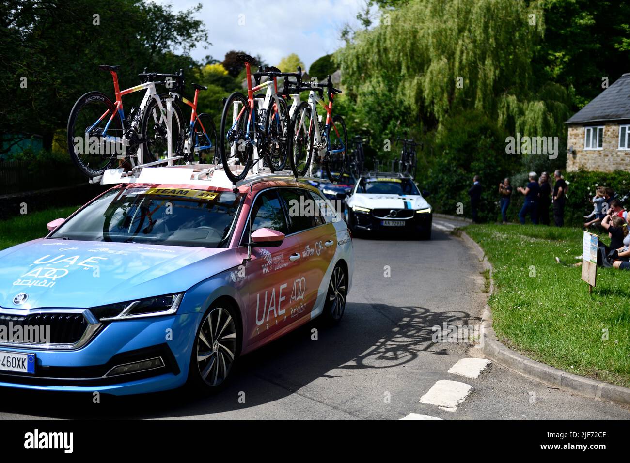 Women's Tour Race Stage six coming in to the village of Hook Norton ...