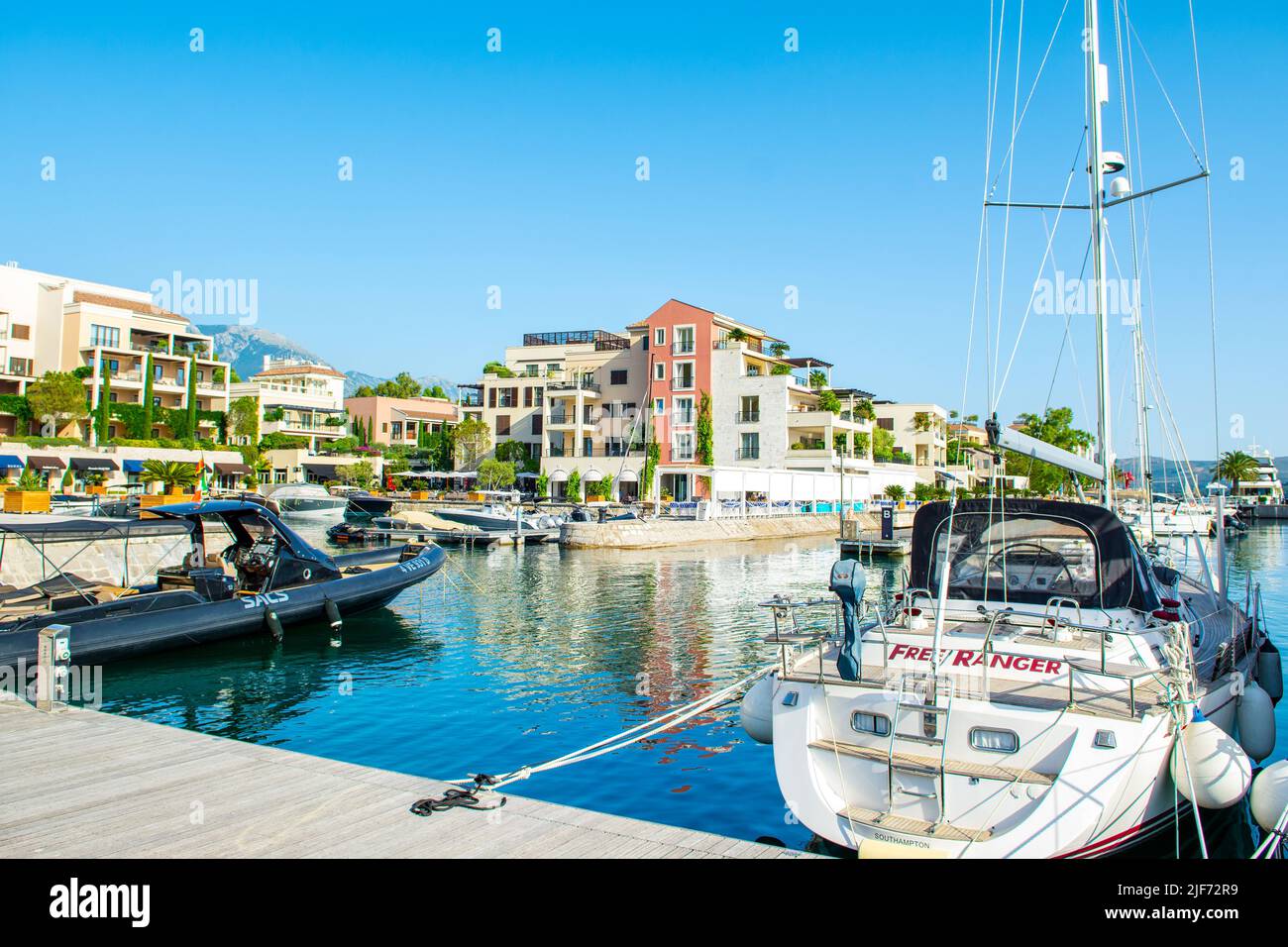 Tivat, Montenegro - June 20, 2022: Landscape of the yacht marina in ...