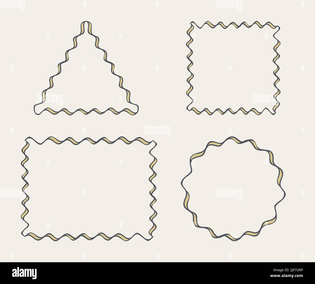 Frames outline set. Hand drawn decorative doodle ink stroke borders ...