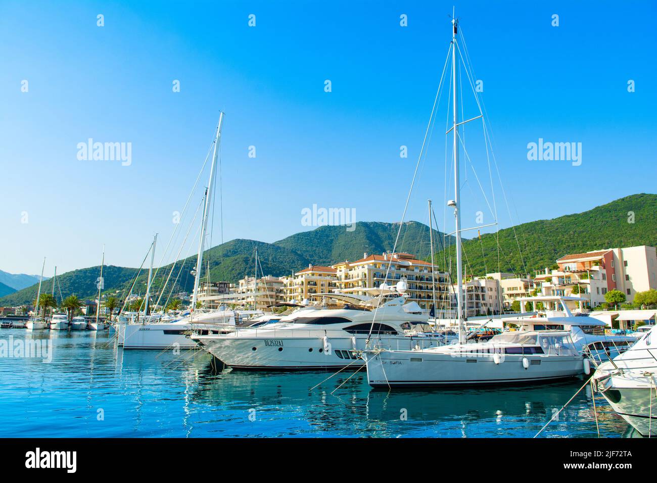 Tivat, Montenegro - June 18, 2022: Landscape of the yacht marina in ...