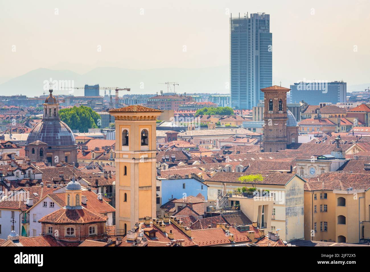 Urban landscape of an European city that mix old and modern buildings ...