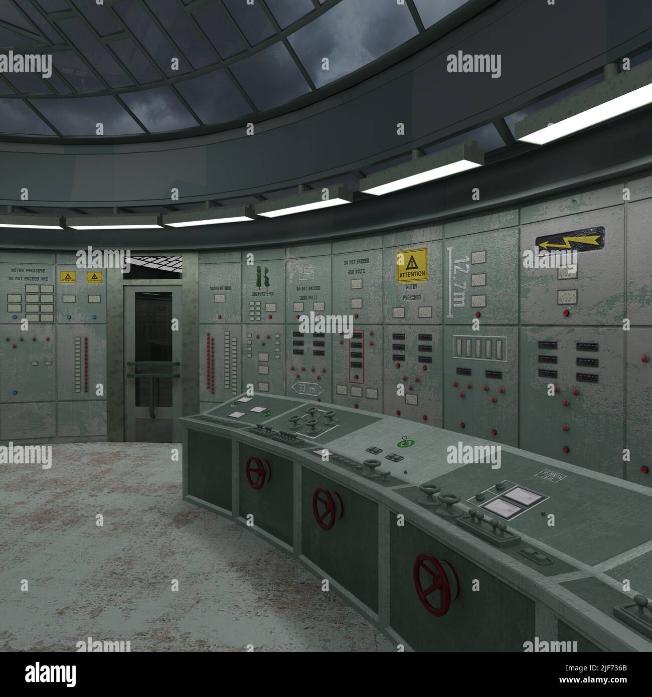 3D-illustration of the control room of an power plant Stock Photo - Alamy