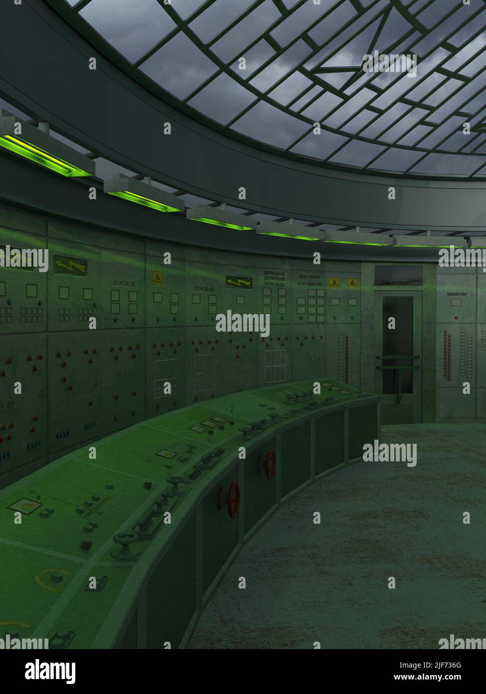 3D-illustration of the control room of an power plant Stock Photo - Alamy
