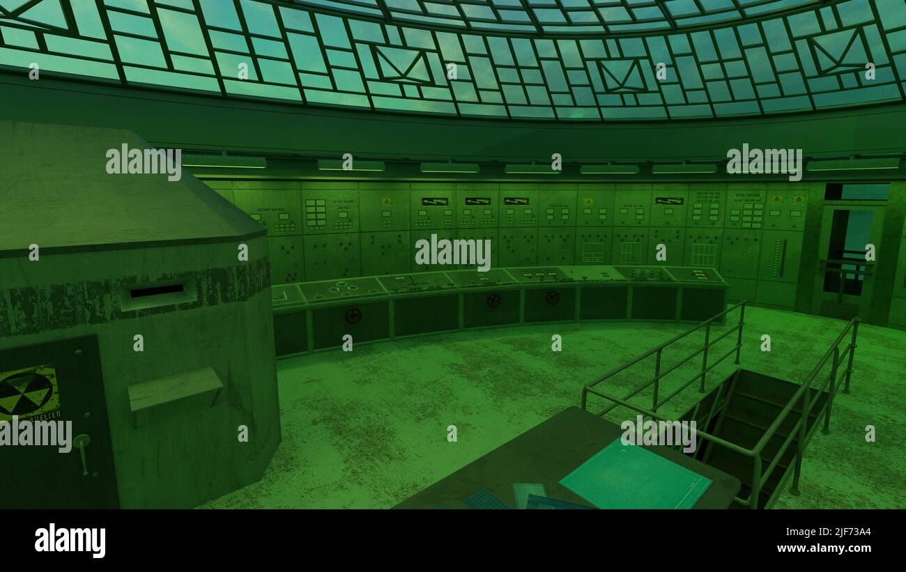 3D-illustration of the control room of an power plant Stock Photo - Alamy