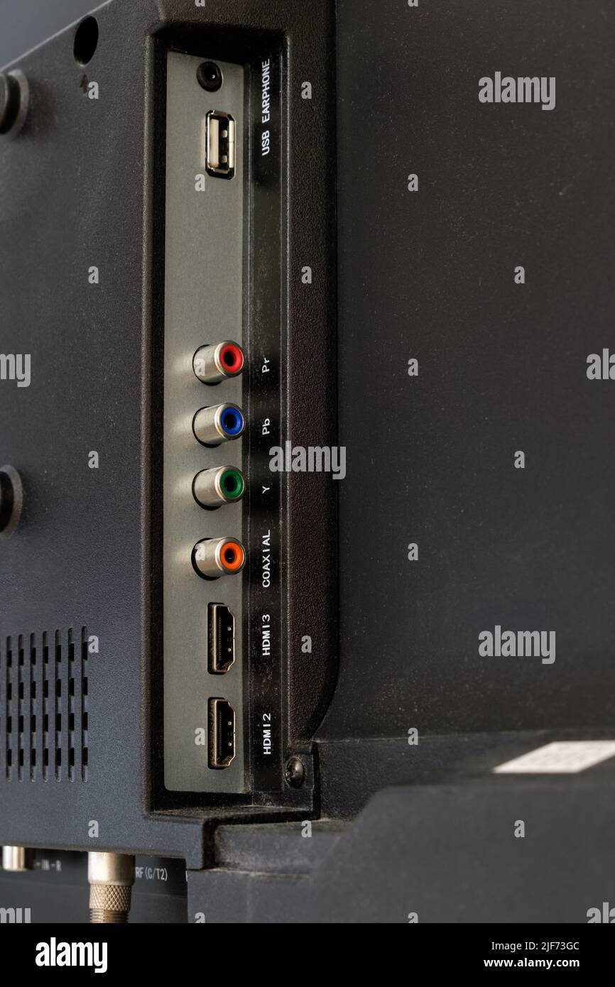 The rear side view of the LCD monitor with the multi port for digital ...