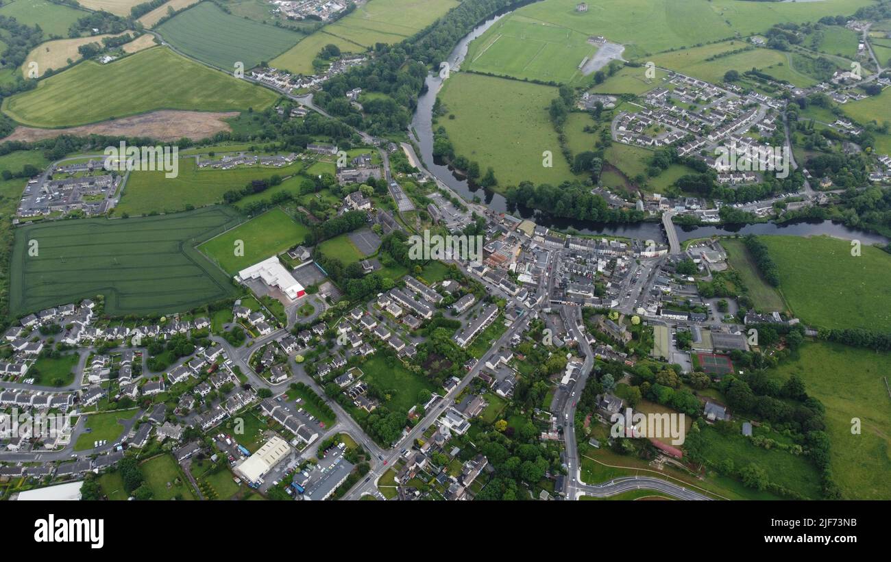 A beautiful aerial view of the river flowing through Thomastown, County ...