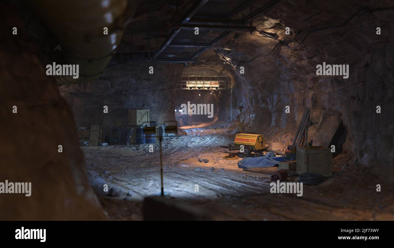 3d-illustration of an empty and scary undeground bunker Stock Photo - Alamy