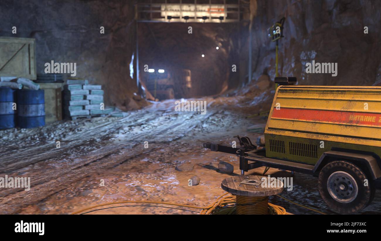 3d-illustration of an empty and scary undeground bunker Stock Photo - Alamy