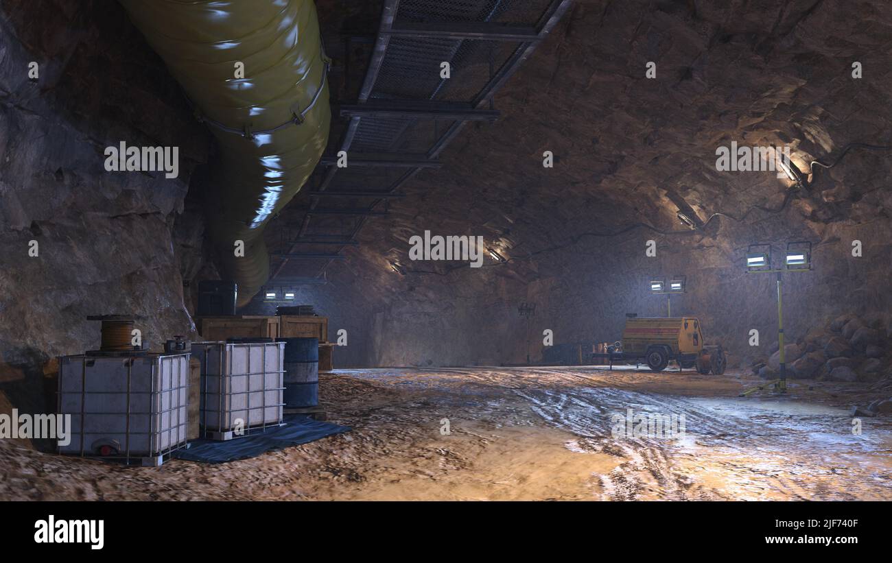 3d-illustration of an empty and scary undeground bunker Stock Photo - Alamy