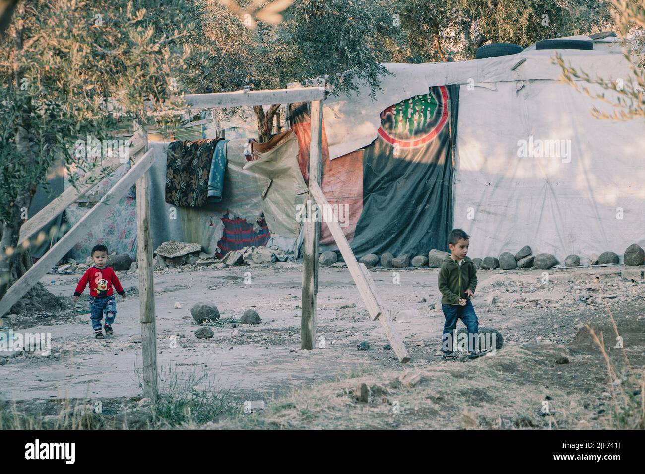 Halba, Akkar, Lebanon. 11th Nov, 2021. Children in front of their tent ...