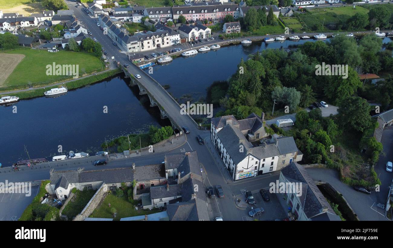 An aerial view of the River Barrow flowing through the beautiful ...