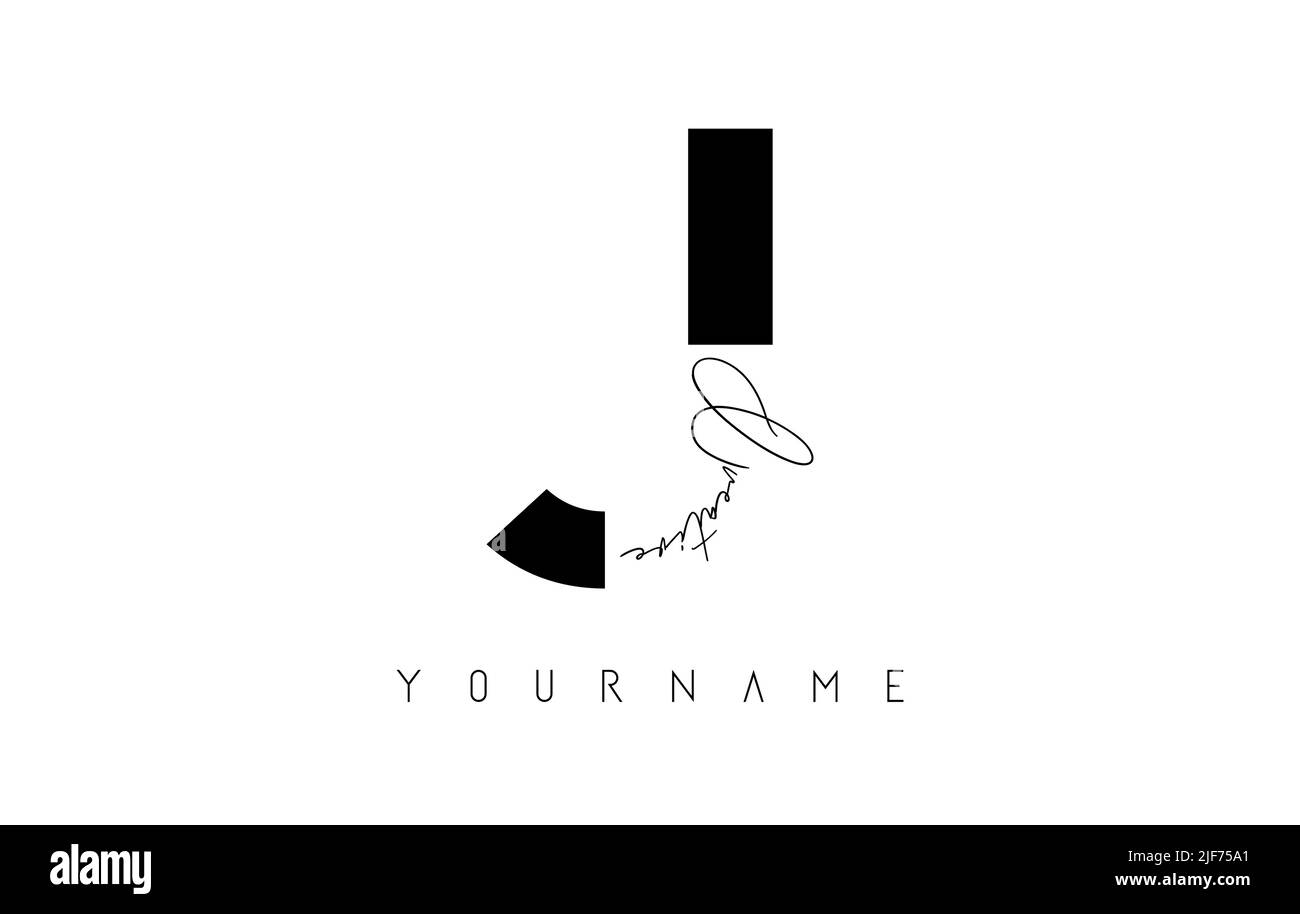 Creative J logo with cuts and handwritten text concept design. Letter ...