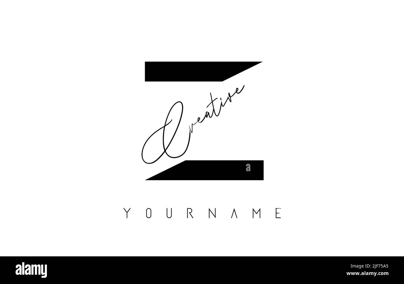 Creative Z logo with cuts and handwritten text concept design. Letter ...