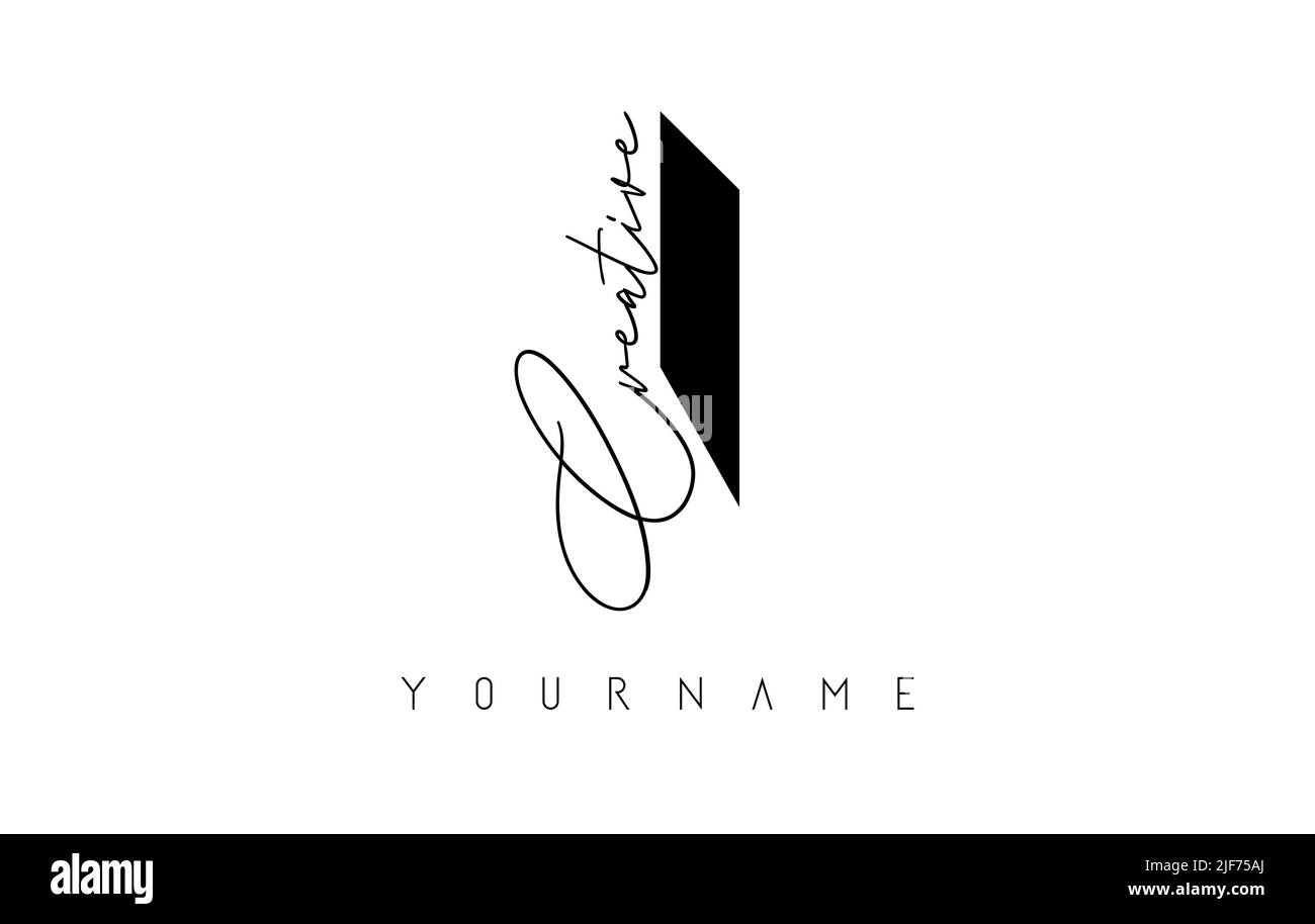 Creative I logo with cuts and handwritten text concept design. Letter ...