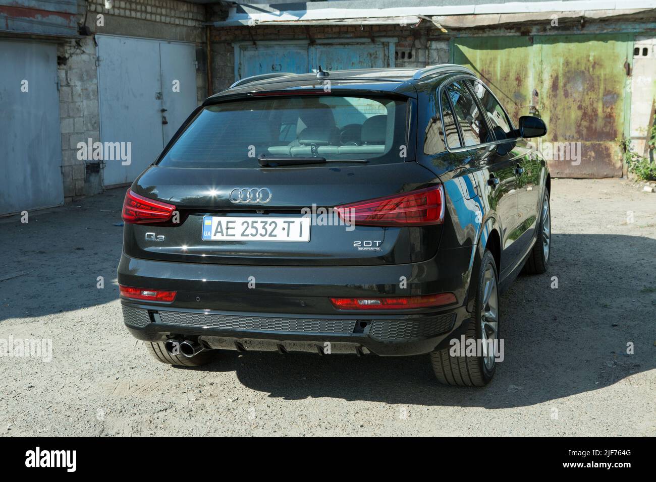 Dnepropetrovsk, Ukraine - 06.08.2022: AUDI Q3 in black. Subcompact ...