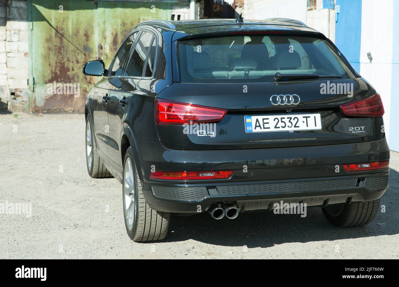 Dnepropetrovsk, Ukraine - 06.08.2022: AUDI Q3 in black. Subcompact ...