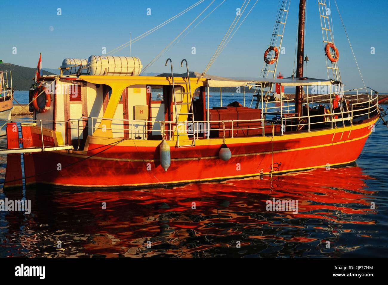 Red, yellow and blue: vibrant colours in early evening September ...