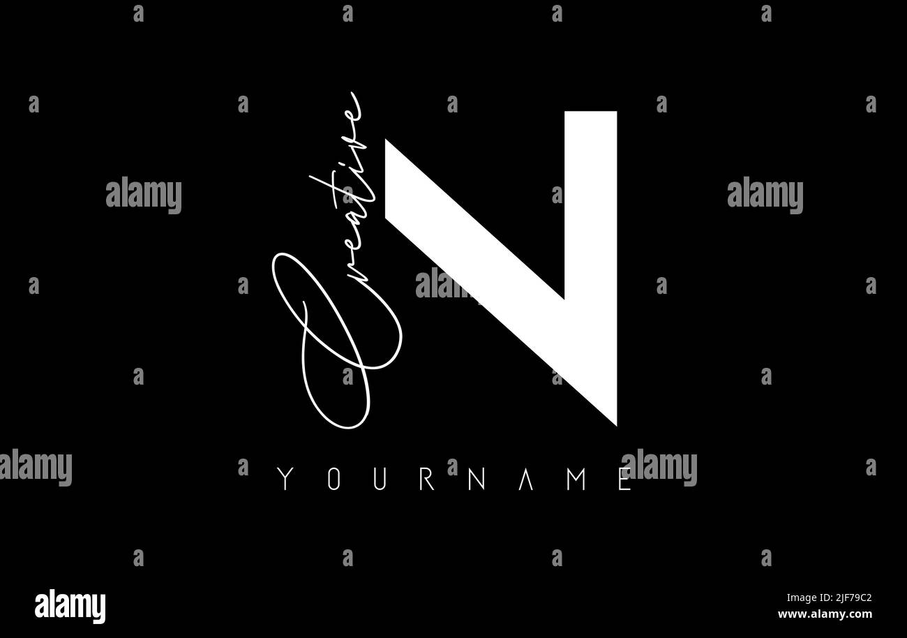 Creative N logo with cuts and handwritten text concept design. Letter ...