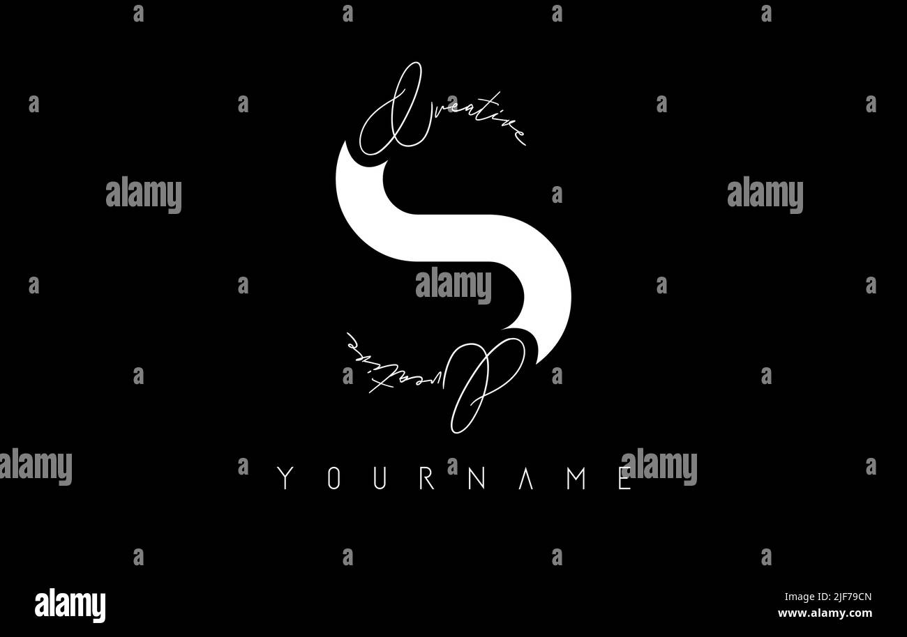 Creative S logo with cuts and handwritten text concept design. Letter ...