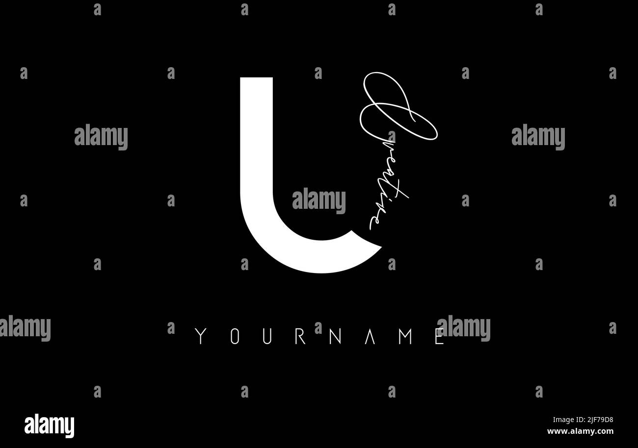Creative U logo with cuts and handwritten text concept design. Letter ...