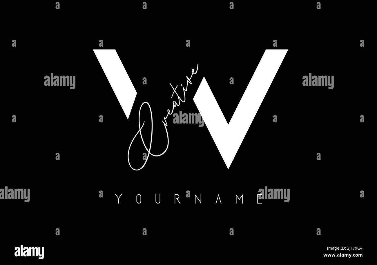 Creative W logo with cuts and handwritten text concept design. Letter ...