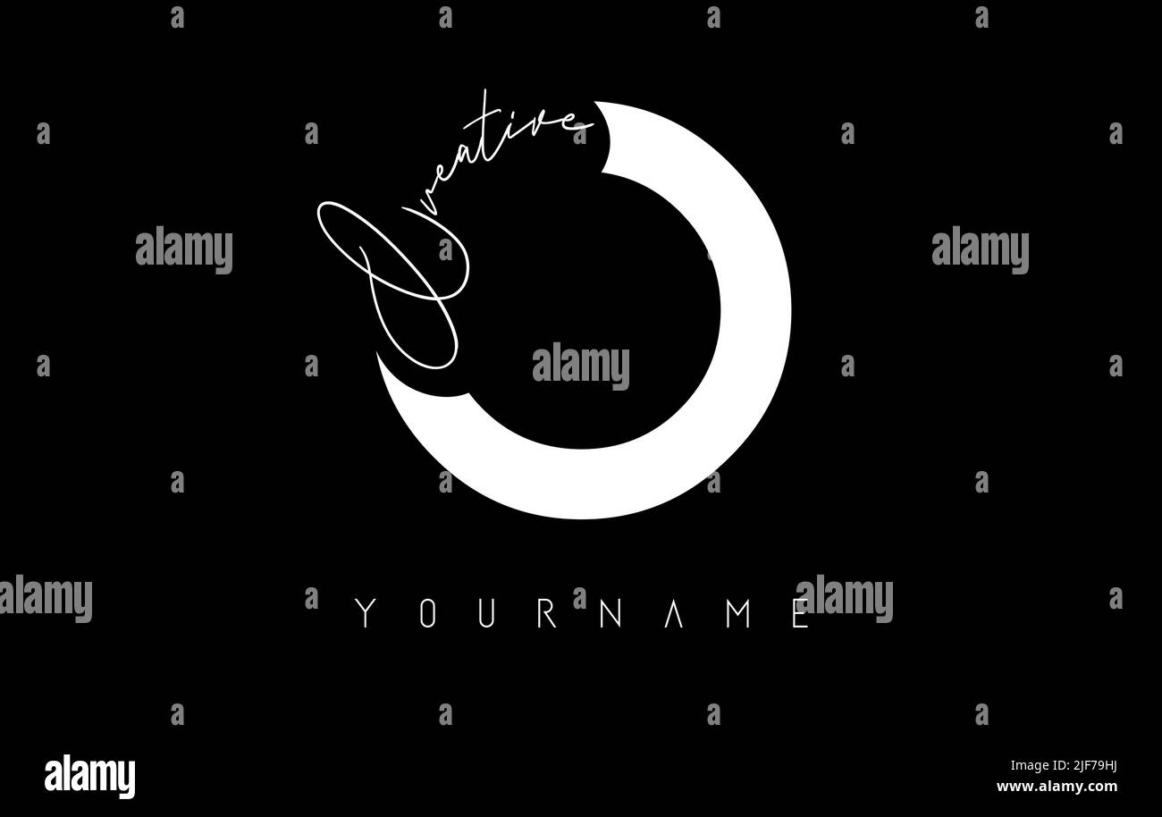 Creative O logo with cuts and handwritten text concept design. Letter ...