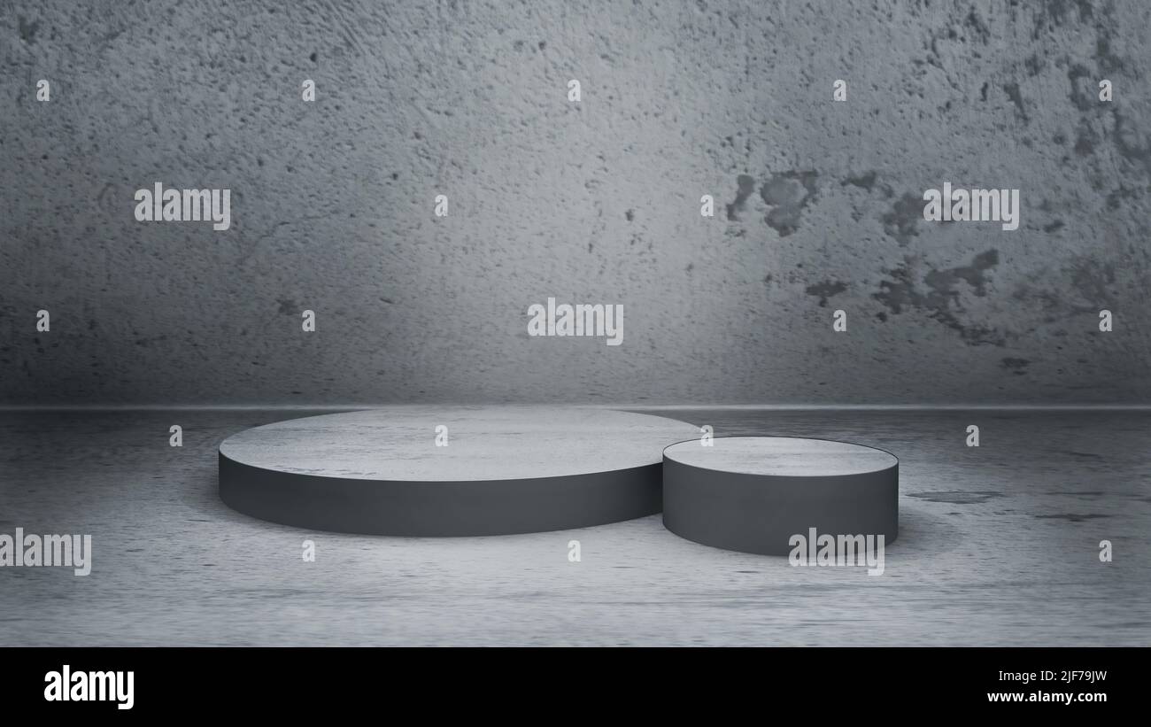 Podium background, 3D rendering template with industrial, concrete ...
