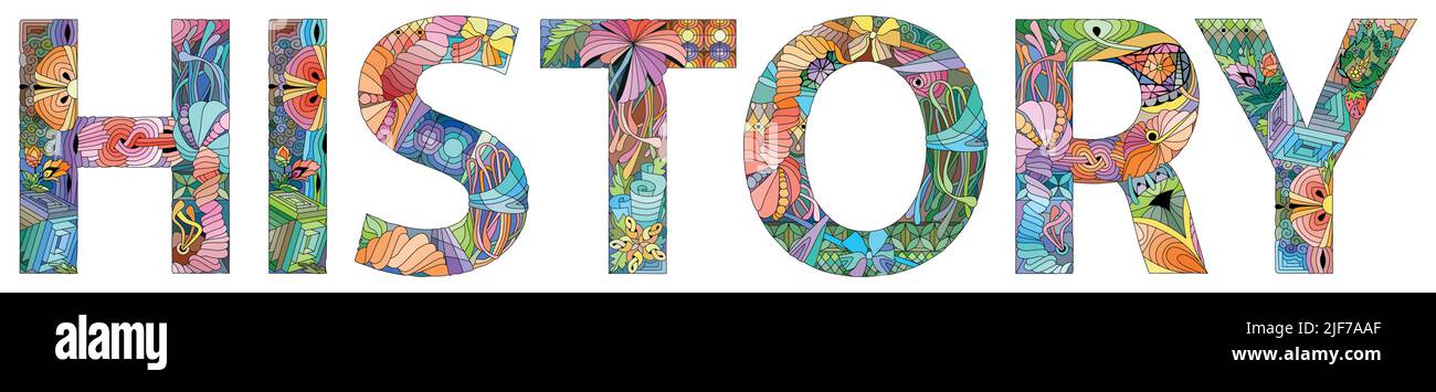 The word HISTORY. Colorful vector word isolated on a white background ...
