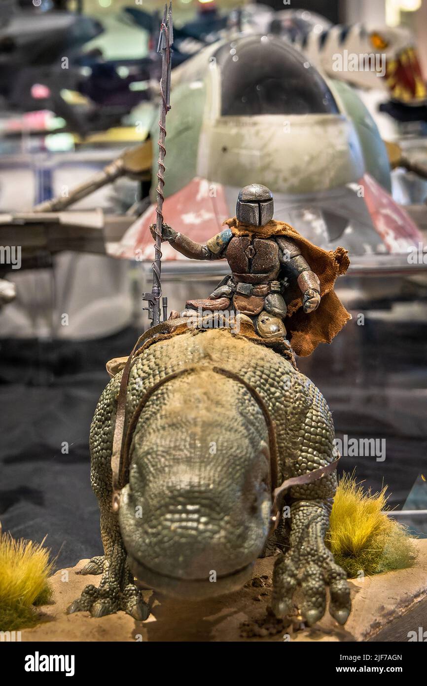 Sandtrooper and Dewback on display during Star Wars Day 2022 exhibition ...