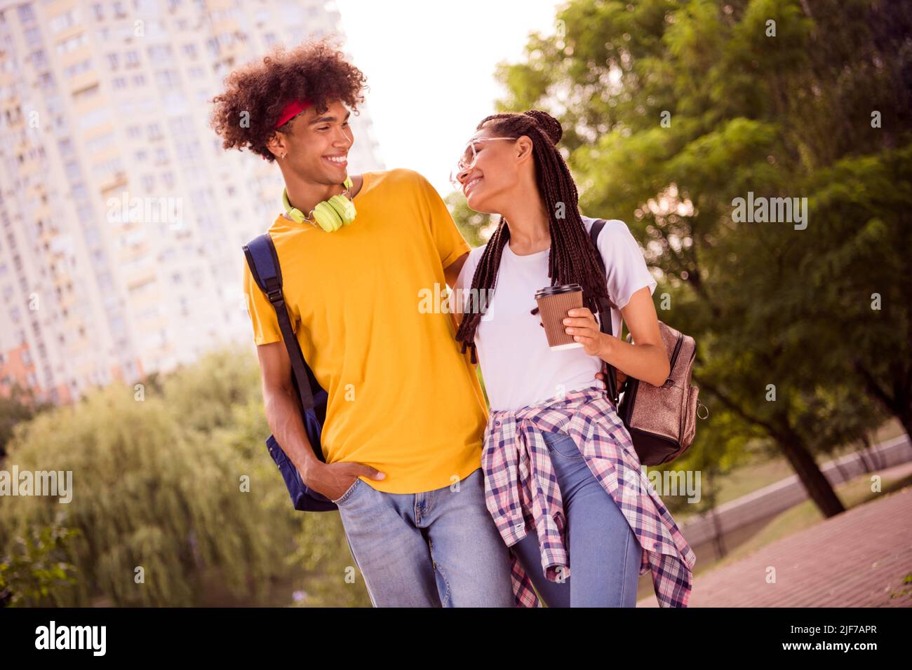 Portrait of attractive affectionate cheerful couple best friends family ...