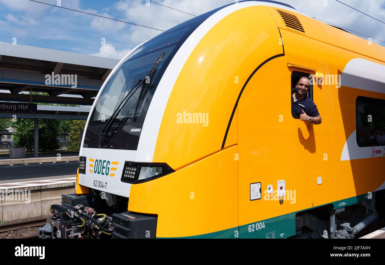 30 June 2022, Brandenburg, Brandenburg (havel): Locomotive driver Isak ...