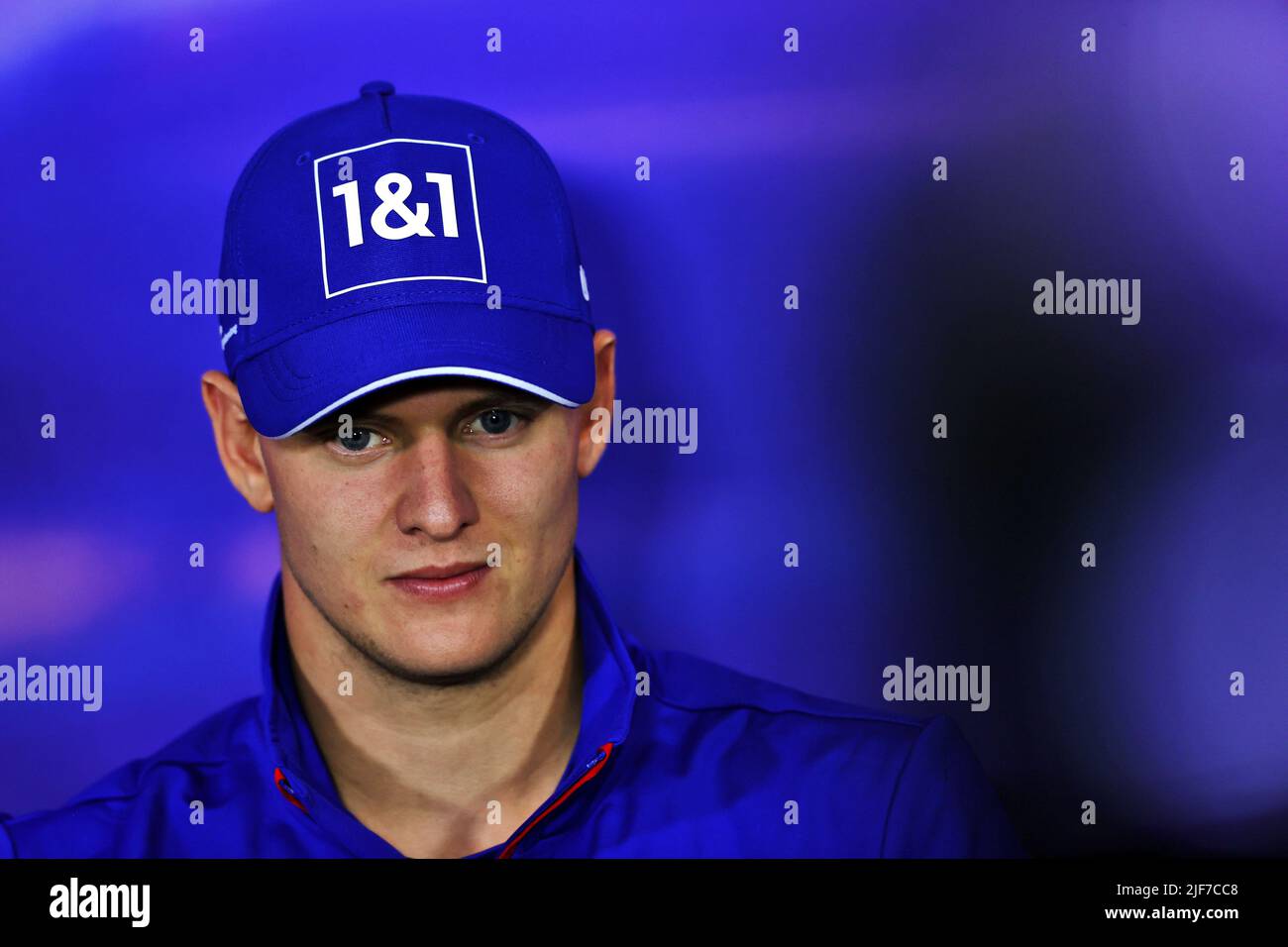 Mick Schumacher (GER) Haas F1 Team in the FIA Press Conference. British ...