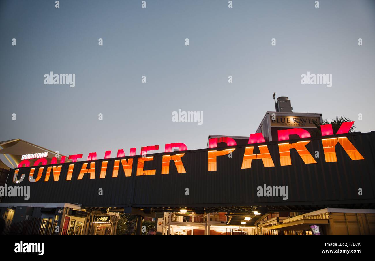Entrance to the Container park in Las Vegas, Nevada Stock Photo - Alamy