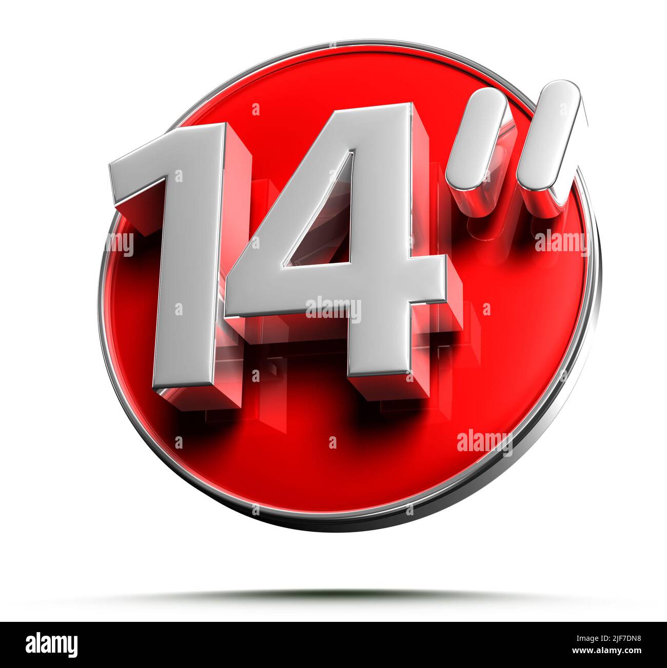 Label size 14 inch 3D illustration on white background have work path ...