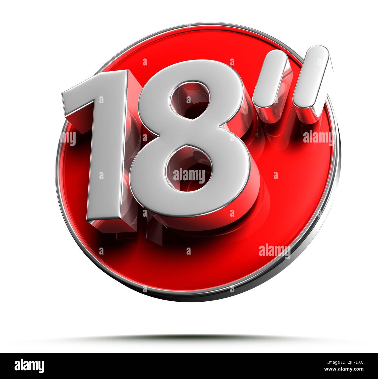 Label size 18 inch 3D illustration on white background have work path ...