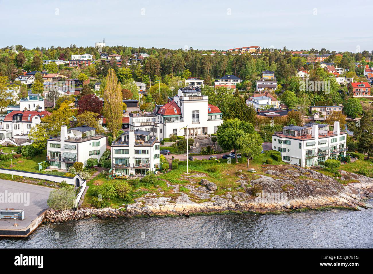 Waterside properties on one of the many islands of the Stockholm ...