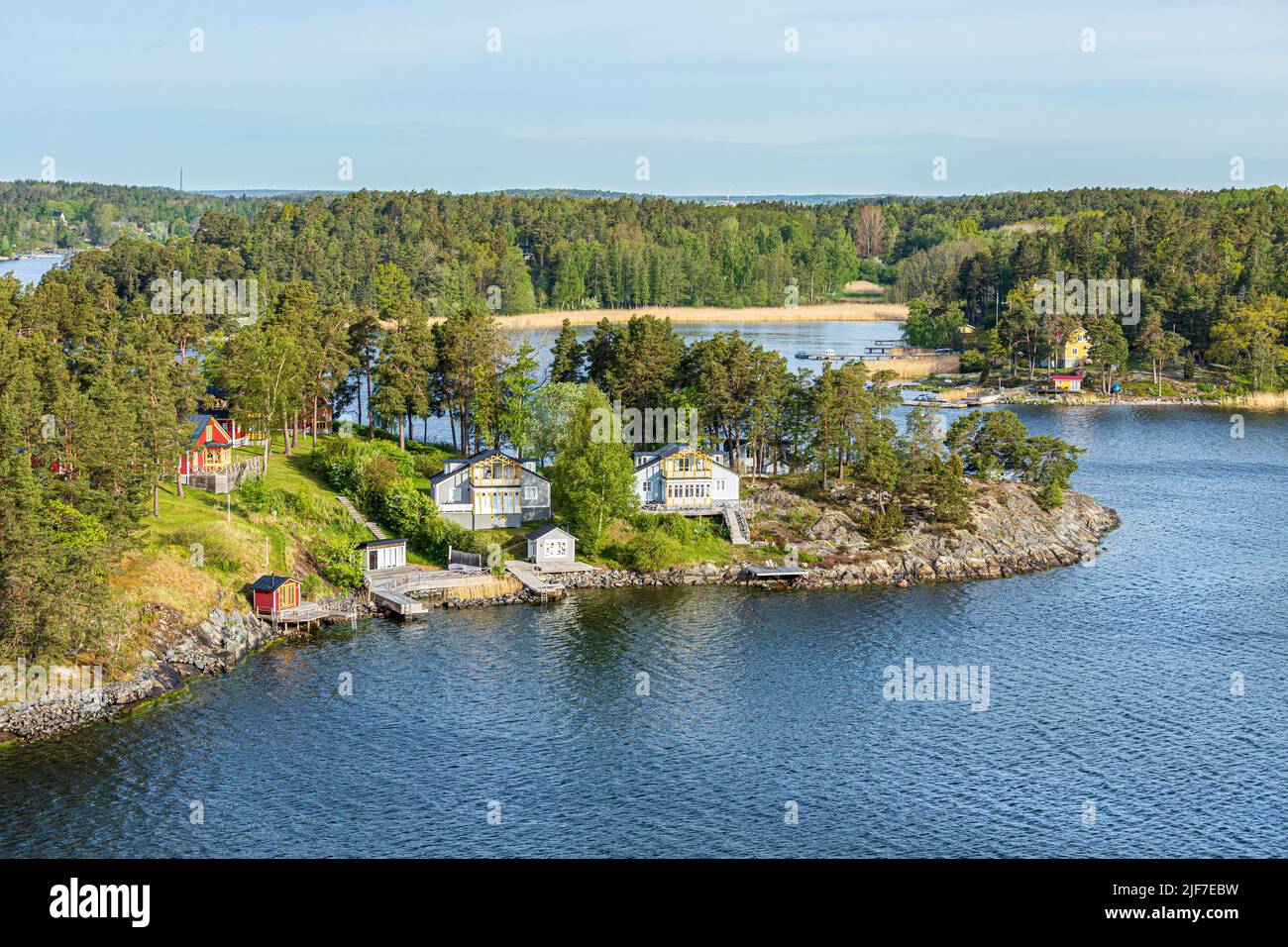 Traditional buildings on one of the many islands of the Stockholm ...
