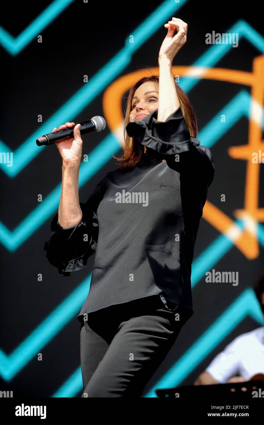 Belinda Carlise performs her hits live at Lets Rock Leeds 80s Festival ...