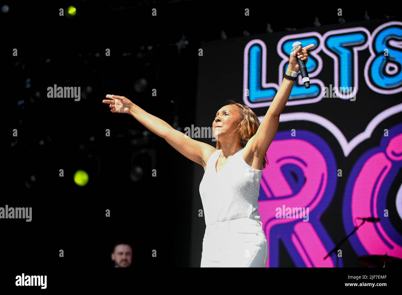 Leeds, UK. 25th June, 2022. Rozalla Performs in her hit song "Everybody ...