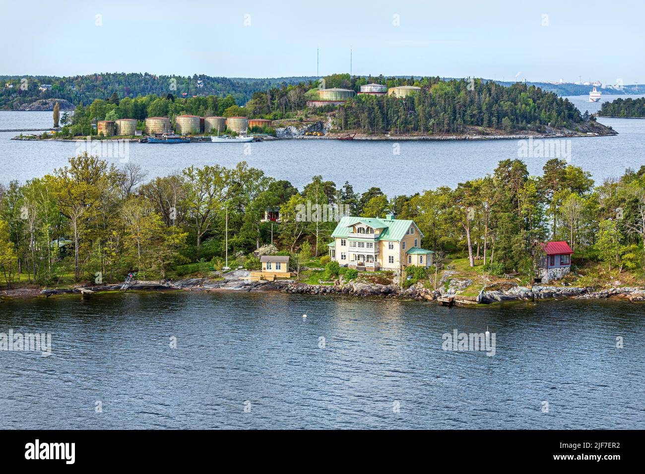 Waterside properties on one of the many islands of the Stockholm ...