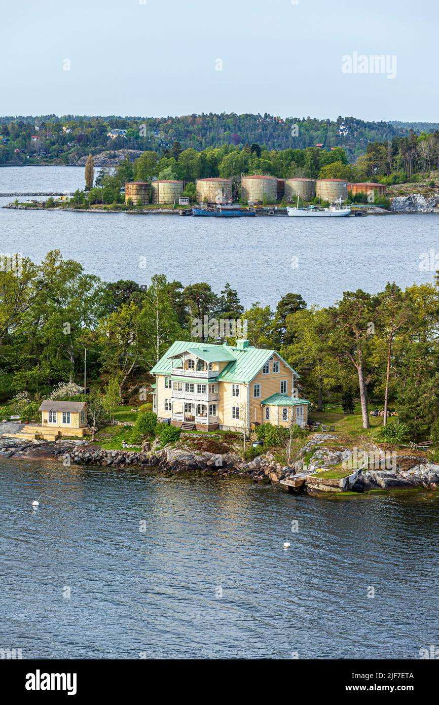 Waterside property on one of many islands of the Stockholm Archipelago ...